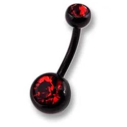 Bauchnabelpiercing ZEEme "Bauchnabelpiercing Chirurgiestahl schwarz Kristall", schwarz (schwarz, rot), Piercings, Damen, Edelstahl