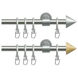 Gardinenstange Liedeco "Stilgarnitur, Komplettstilgarnitur New York 16 mm" Gr. 3, beige (natur, silberfarben), L:200cm &Oslash;:1,6mm, Eisen, Gardinenstangen, Gardinenstange Komplett