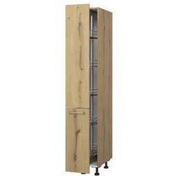 Apothekerschrank KOCHSTATION "KS-Trea SVAV30-195", braun (eiche astig), B:30cm H:195cm T:56cm, Schr&auml;nke, Apothekerschrank, inklusive 5 verstellbarer Drahtk&ouml;rbe, H&ouml;he 195 cm, Breite 30 cm