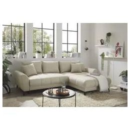 Ecksofa ED EXCITING DESIGN "Bern L-Form", beige (creme), B:281cm H:91cm T:189cm, 100% Polyester, Sofas, Ecksofa, mit Bettfunktion, Bettkasten & 3 Zierkissen