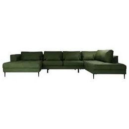 Wohnlandschaft Trendmanufaktur "Luzi, gem&uuml;tliches Sofa, extra viel Platz, viele Kissen, OTTOs Choice", gr&uuml;n (rain forest), B:361cm H:80cm T:203cm, 100% Polyester, Sofas, Wohnlandschaft, Designsofa mit tollem Sitzkomfort, Metallf&uuml;&szlig;e schwarz, Breite 361 cm