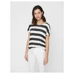 V&eacute;ro Moda Kurzarmshirt VERO MODA "VMWIDE STRIPE SL TOP GA JRS NOOS", Damen, Gr. L, schwarz-wei&szlig; (schwarz stripes:snow wei&szlig;), Jersey, Obermaterial: 96% Viskose, 4% Elasthan, gestreift, regular fit normal, Rundhals, Shirts, Viskosemischung