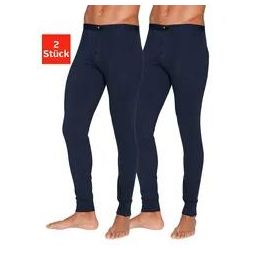 H.I.S. Lange Unterhose H.I.S, Damen, Gr. XXL, 2 Stk., blau (navy), Jersey, Obermaterial: 95% Baumwolle, 5% Elasthan, unifarben, k&ouml;rpernah, Unterhosen Lange Unterhose, mit B&uuml;ndchen am Bein