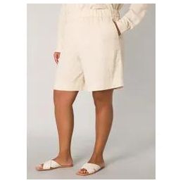 Relaxshorts Base Level Curvy "YARDAN", Damen, Gr. 44, N-Gr, beige (light beige), Web, Obermaterial: 55% Leinen, 45% Viskose, unifarben, loose fit ca. Mitte Oberschenkel, Hosen, Sommerhose aus Leinen und Viskose und mit elastischem Bund
