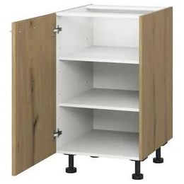 Unterschrank KOCHSTATION "KS-Trea U50", braun (eiche astig), B:50cm H:75cm T:56cm, Schr&auml;nke, Unterschrank, mit zwei Einlegeb&ouml;den, Breite 50 cm, H&ouml;he 75 cm