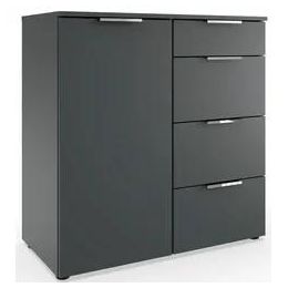 Kombikommode wimex "Level by fresh to go", grau (graphit), B:81cm H:84cm T:41cm, Holzwerkstoff, Sideboards, Kombikommode, 1-t&uuml;rig, mit 4 Schubladen und soft-close Funktion, 84cm breit