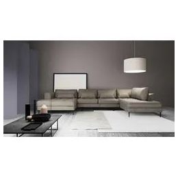 Wohnlandschaft Trendmanufaktur "Luzi, gem&uuml;tliches Sofa, extra viel Platz, viele Kissen, OTTOs Choice", grau (cloud gray), B:361cm H:80cm T:203cm, 100% Polyester, Sofas, Wohnlandschaft, Designsofa mit tollem Sitzkomfort, Metallf&uuml;&szlig;e schwarz, Breite 361 cm