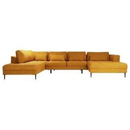 Wohnlandschaft Trendmanufaktur "Luzi, gem&uuml;tliches Sofa, extra viel Platz, viele Kissen, OTTOs Choice", orange (golden orange), B:361cm H:80cm T:203cm, 100% Polyester, Sofas, Wohnlandschaft, Designsofa mit tollem Sitzkomfort, Metallf&uuml;&szlig;e schwarz, Breite 361 cm