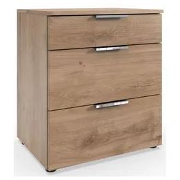 Nachtkommode wimex "Level by fresh to go", braun (plankeneiche nachbildung), B:54cm H:61cm T:41cm, Holzwerkstoff, Sideboards, 3 Schubladen mit soft-close Funktion, 54cm breit, 61cm hoch
