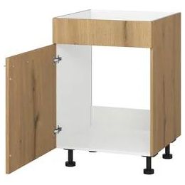 Sp&uuml;lenunterschrank KOCHSTATION "KS-Trea SP60", braun (eiche astig), B:60cm H:75cm T:56cm, Schr&auml;nke, Breite 60 cm, H&ouml;he 75 cm