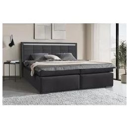Boxspringbett Collection AB "30 Jahre Jubil&auml;ums-Modell Athena", schwarz, B:193cm L:208cm, Holzwerkstoff, Spanplatte, Komplettbetten, Boxspringbett, in H2,H3 & H4, wahlweise mit LED-Leiste