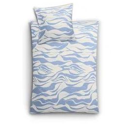 Bettw&auml;sche Kleine Wolke "Onda", blau (mare), B/L: 155cm x 220cm, Mako-Satin, B/L: 80cm x 80cm, 2 Stk., Mako-Satin, Obermaterial: 100% Baumwolle, Bettw&auml;sche, Bettw&auml;sche, mit Wellenmotiv