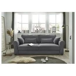 Schlafsofa ED EXCITING DESIGN "Angelina", grau (dunkelgrau), B:250cm H:95cm T:125cm, 92% Polyester, 8% Nylon, Sofas, Schlafsofa, mit Bettkasten & 4 Zierkissen