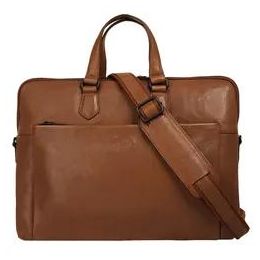 XZONE Aktentasche X-ZONE, Gr. B/H/T: 35cm x 30cm x 4cm onesize, braun (cognac), Leder, leicht gl&auml;nzend, unifarben, Taschen, echt Leder
