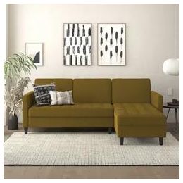Ecksofa DOREL HOME "Presley, L-Form", gelb (curry), B:213cm H:83cm T:154cm, Webstoff, 100% Polyester, Sofas, Ecksofa, Ecksofa mit Bett-Funktion und Stauraum, verstellbare R&uuml;ckenlehne