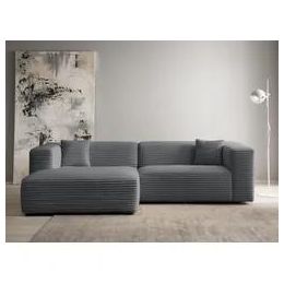 Ecksofa Home Affaire "BAKELS, L-Form in Cord oder Boucle-Stoff, moderne Couch", grau (anthrazit), B:267cm H:66cm T:163cm, Sofas, Ecksofa, wahlweise Recamiere rechts/links, bequemer Sitzkomfort