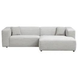 Polsterecke Home Affaire "BAKELS, Ecksofa-Set mit Hocker, L-Form mit Schlaffunktion", grau (hellgrau), B:267cm H:66cm T:163cm, Sofas, Ecksofa-Set (incl. Hocker) im trendigen Megacord