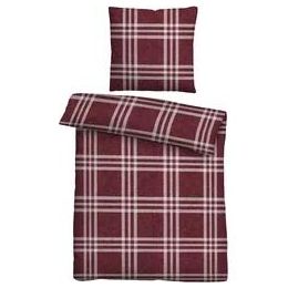 Bettw&auml;sche Biberna "Lya", rot (burgund), B/L: 135cm x 200cm, 1 Stk., 1 Stk., Flanell, B/L: 80cm x 80cm, 2 Stk., Flanell, Obermaterial: 100% Baumwolle, Bettw&auml;sche, Bettw&auml;sche, kuschelig warm, weich, Melange, 100% Baumwolle, made in Germany