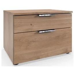 Nachtkommode wimex "Level by fresh to go", braun (plankeneiche nachbildung), B:54cm H:39cm T:41cm, Spanplatte, Sideboards, 2 Schubladen mit soft-close Funktion, 54cm breit, 39cm hoch