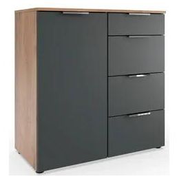 Kombikommode wimex "Level by fresh to go", schwarz (front graphit, korpus plankeneiche nachbildung), B:81cm H:84cm T:41cm, Holzwerkstoff, Sideboards, Kombikommode, 1-t&uuml;rig, mit 4 Schubladen und soft-close Funktion, 84cm breit