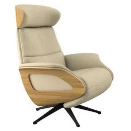Relaxsessel FLEXLUX "Clement elektrischer Funktionsessel", beige (sandy beige), B:81cm H:111cm T:90cm, 100% Polyester, Sessel, Relaxsessel, Gr&ouml;&szlig;e M, R&uuml;cken & Fu&szlig;teil elektrisch, Akku, Arml. Eiche, Fu&szlig; schwarz