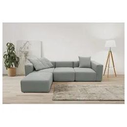 Ecksofa Home Affaire "Gerrid L-Form", grau (hellgrau), B:301cm H:69cm T:193cm, 100% Polyester, Sofas, Ecksofa, Cord-Bezug, Modulsofa, bestehend aus Eck- und Mittelelement + Hocker