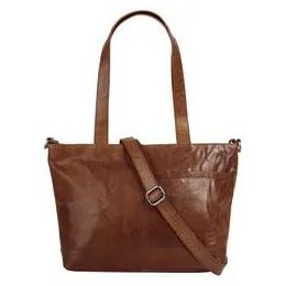 SPIKES & SPARROW Shopper SPIKES & SPARROW, Damen, Gr. B/H/T: 38cm x 25cm x 11cm onesize, braun (cognac), Leder, leicht gl&auml;nzend, unifarben, Taschen Shopper, echt Leder