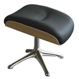 Fu&szlig;hocker FLEXLUX "Clement Beinst&uuml;tze, Hervorragender Komfort, Robuster Alu Fu&szlig;", schwarz (deep schwarz), B:44cm H:39cm T:35cm, 100% Echteder, Hocker, Fu&szlig;hocker, Beinauflage zur Entspannung, pflegeleicht, Rahmen in Holzoptik