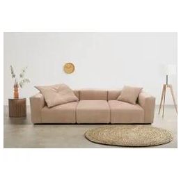 Big-Sofa Home Affaire "Gerrid", rosa (rose), B:301cm H:69cm T:108cm, 100% Polyester, Sofas, Big-Sofa, Cord-Bezug, bestehend aus Modulen: 2 Eck- und ein Mittelelement