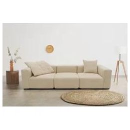 Big-Sofa Home Affaire "Gerrid", beige (creme), B:301cm H:69cm T:108cm, 100% Polyester, Sofas, Big-Sofa, Cord-Bezug, bestehend aus Modulen: 2 Eck- und ein Mittelelement