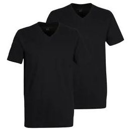 T-Shirt Bugatti "Bari", Herren, Gr. 54, schwarz (schwarz, dunkel, uni), Interlock, Obermaterial: 100% Baumwolle, unifarben, Basic, Basic h&uuml;ftlang, V-Ausschnitt, Shirts Multipacks Unterhemd, V-Ausschnitt, Kurzarm, basic, Baumwolle, weich, atmungsaktiv