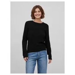 Rundhalspullover Vila "VIDALO O-NECK L/S KNIT TOP- NOOS", Damen, Gr. S, schwarz, Feinstrick, Obermaterial: 100% Baumwolle, unifarben, regular fit normal, Rundhals, Rippb&uuml;ndchen, Pullover Rundhalspullover, Baumwolle, regular fit