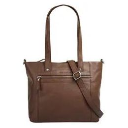 Shopper Betty Barclay, Damen, Gr. B/H/T: 32cm x 27cm x 6cm onesize, braun (cognac), Leder, leicht gl&auml;nzend, unifarben, Taschen Shopper, echt Leder