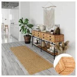 Teppich OTTO HOME "Bjarka", beige (natur), B:80cm H:10mm L:200cm, Jute, Teppiche, Teppich, meliert, 100% Jute, handgewebt, auch als L&auml;ufer & in rund erh&auml;ltlich