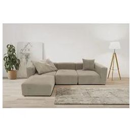 Ecksofa Home Affaire "Gerrid L-Form", braun (schlamm), B:301cm H:69cm T:193cm, 100% Polyester, Sofas, Ecksofa, Cord-Bezug, Modulsofa, bestehend aus Eck- und Mittelelement + Hocker