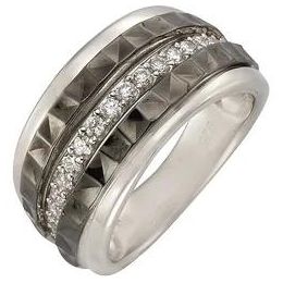 Fingerring Celesta "Silber 925 rhodiniert mit Zirkonia-Steinen" Gr. 58, schwarz-wei&szlig; (wei&szlig;, schwarz), Fingerringe, Damen, 058 (18,5), Silber 925 (Sterlingsilber), Fingerring