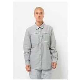 Langarmbluse Jack Wolfskin "BARRIER L/S SHIRT W", Damen, Gr. S (36), grau (cool, grau), OBERSTOFF: 46% POLYAMID, 27% LYOCELL, 27% VISKOSE. Futter: 100% POLYESTER, Blusen