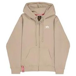 Hoodie Alpha Industries "Basic Zip Hoodie SL", Herren, Gr. S, beige (vintage sand), Obermaterial: 80% Baumwolle, 20% Polyester, regular fit, Sweatshirts Hoodie