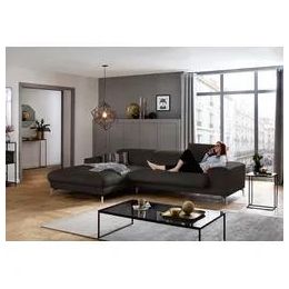Ecksofa W.Schillig "piedroo, Designsofa mit tollem Sitzkomfort, bequem und elegant, L-Form", braun (braun z59), B:303cm H:70cm T:193cm, Longlife Xtra-Leder Z59: Glattleder mit modischer Pr&auml;gung. Hautst&auml;rke 0, 9 - 1, 1 mm, Sofas, Ecksofa, Kopfteilverstellung, wahlweise mit Sitztiefenverstellung, Breite 303cm