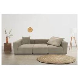 Big-Sofa Home Affaire "Gerrid", braun (schlamm), B:301cm H:69cm T:108cm, 100% Polyester, Sofas, Big-Sofa, Cord-Bezug, bestehend aus Modulen: 2 Eck- und ein Mittelelement