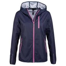 Softshelljacke LPO "MECATINA PEAK II WOMEN", Damen, Gr. 40 (M), blau (navy), 100% Polyester, k&ouml;rpernah, gerader Abschluss mit Gummizug, Jacken Softshelljacke, mit abnehmbarer Kapuze
