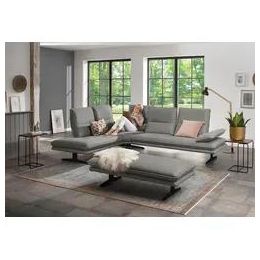 Ecksofa W.Schillig "broadway, Designsofa, toller Sitzkomfort, zeitlos, elegant, L-Form", grau (grau s37), B:284cm H:94cm T:224cm, Stoff S37 (100% Polyester): Luxus-Microfaser in Lederoptik, Sofas, Ecksofa, Sitztiefenverstellung, Kopfteil- & Seitenteilverstellung, Breite 284cm