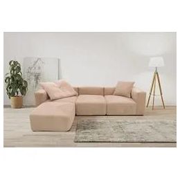 Ecksofa Home Affaire "Gerrid L-Form", rosa (rose), B:301cm H:69cm T:193cm, 100% Polyester, Sofas, Ecksofa, Cord-Bezug, Modulsofa, bestehend aus Eck- und Mittelelement + Hocker