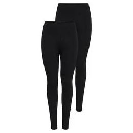 Leggings Only "ONLLIVE LOVE NEW LEGGING 2PACK NOOS", Damen, Gr. XS (34), N-Gr, schwarz, Jersey, Obermaterial: 95% Baumwolle, 5% Elasthan, unifarben, slim fit kn&ouml;chelfrei, Hosen Leggings
