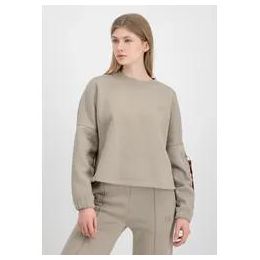 Sweater Alpha Industries "X-Fit Label OS Sweatshirt W", Damen, Gr. XS, beige (vintage sand), Obermaterial: 80% Baumwolle, 20% Polyester, oversize, Sweatshirts Sweater