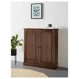 Garderobenschrank OTTO HOME "Liotta", braun, B:88cm H:100cm T:34cm, Massivholz, Schr&auml;nke, Garderobenschrank, mit 2 verstellbare Einlegeb&ouml;den, aus massivem Kiefernholz