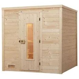 Sauna Weka "Bergen", beige (natur), Bio-Ofen, externe Steuerung, 7,5 kW, Saunen, 7,5 kW Bio-Ofen mit digitaler Steuerung