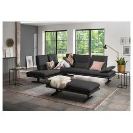 Ecksofa W.Schillig "broadway, Designsofa, toller Sitzkomfort, zeitlos, elegant, L-Form", grau (anthrazit s37), B:284cm H:94cm T:224cm, Stoff S37 (100% Polyester): Luxus-Microfaser in Lederoptik, Sofas, Ecksofa, Sitztiefenverstellung, Kopfteil- & Seitenteilverstellung, Breite 284cm