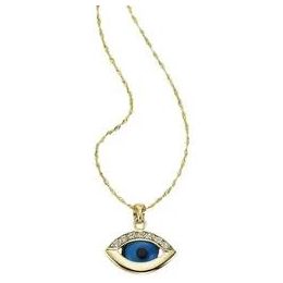 Kette mit Anh&auml;nger Firetti "Schmuck Geschenk Gold 333 Halsschmuck Halskette "magisches Auge", blau (gelbgoldfarben, blau, schwarz), Halsketten, Damen, Gelbgold 333, L: 45, mit Kristallstein, Zirkonia (synth.)