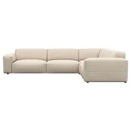 Ecksofa FLEXLUX "Lucera, super bequem durch hochwertigen Sitzaufbau mit Kaltschaum", wei&szlig; (warm wei&szlig;), B:319cm H:73cm T:285cm, 100% Echteder, Sofas, Ecksofa, modern & anschmiegsam, L-Form, Designsofa